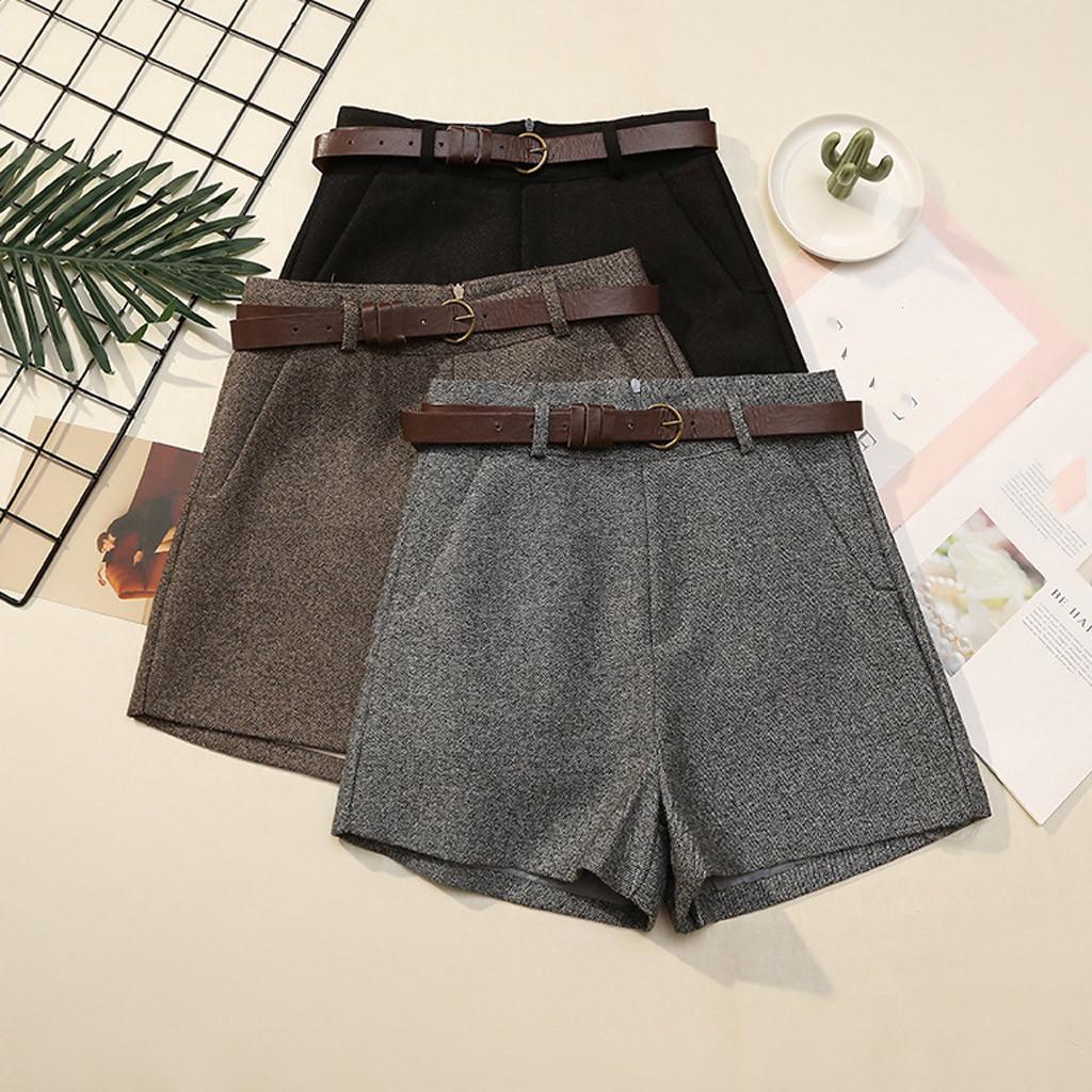 Buy Fashion Women High Waist Solid Casual Waist Ladies Lace Up Short ...