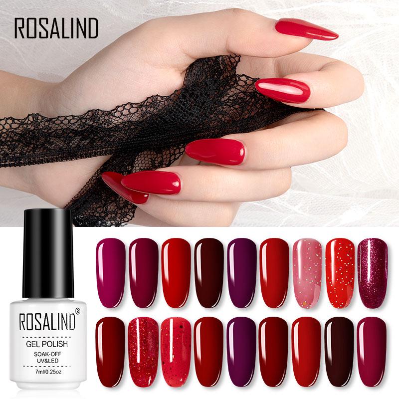 ROSALIND 7ML Red Color Diamond Glitter UV/LED Cured Nail Gel Polish ...