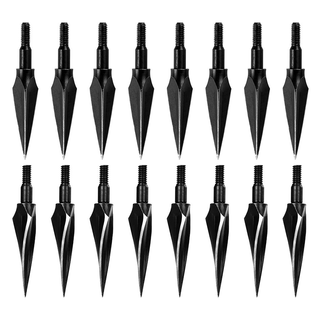 Buy 16 PCS Metal Archery Arrowheads 125 Grain Broad Head Tips Arrows ...