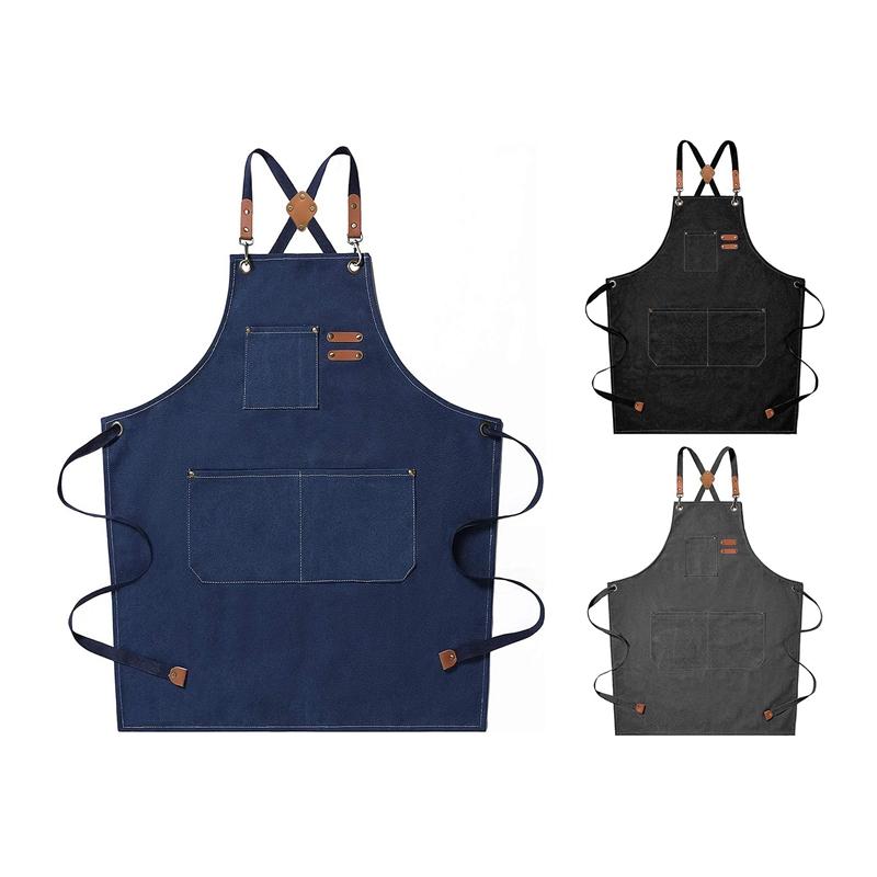 Cheap Cotton Cross Back Apron with Adjustable Straps&Pockets,M to XXL ...