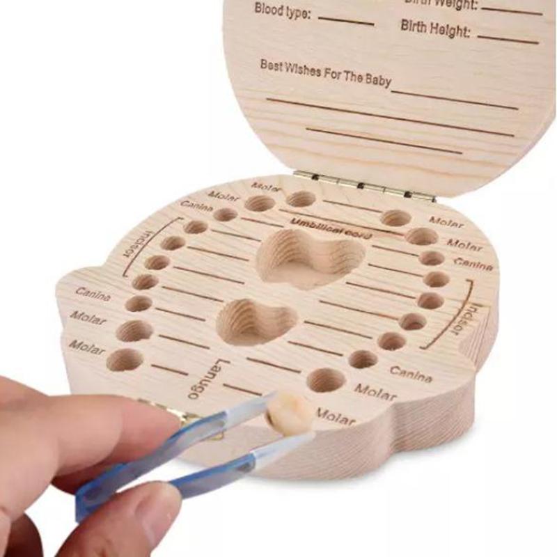 Wooden Baby Tooth Box, Cute Children Tooth Storage uygun fiyatlı satın ...