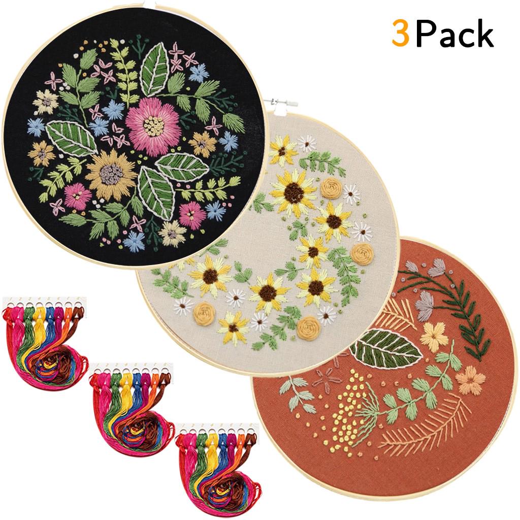 Buy 3 Pack Full Range of Embroidery Cross Stitch Stamped Embroidery ...