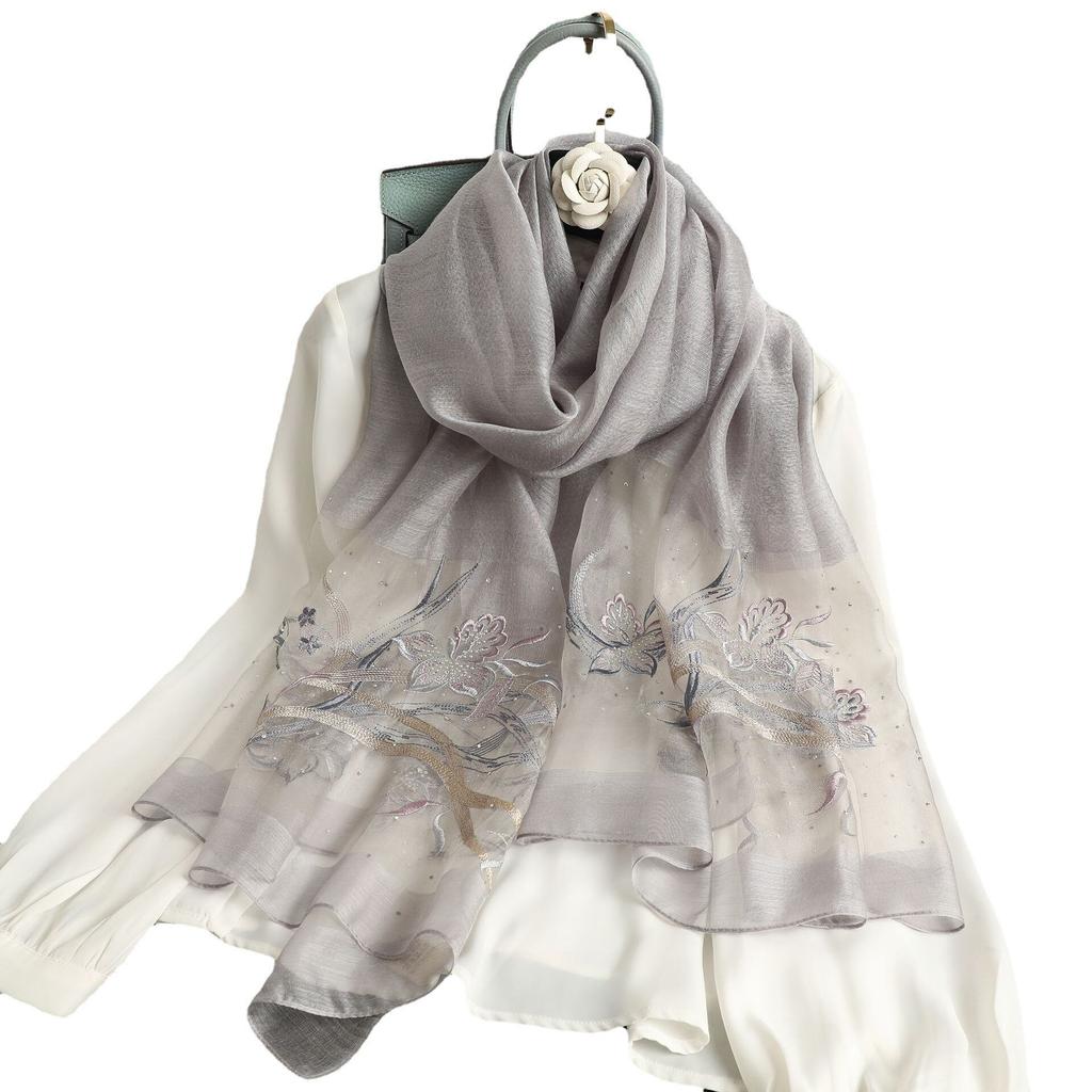 Buy Silk Wool Scarf Female Hijab Wrap Summer Beach Cover -Ups New ...