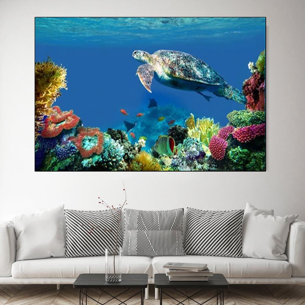 Kaufe Modern Sea Turtle Canvas Painting Blue Ocean Posters and Prints ...