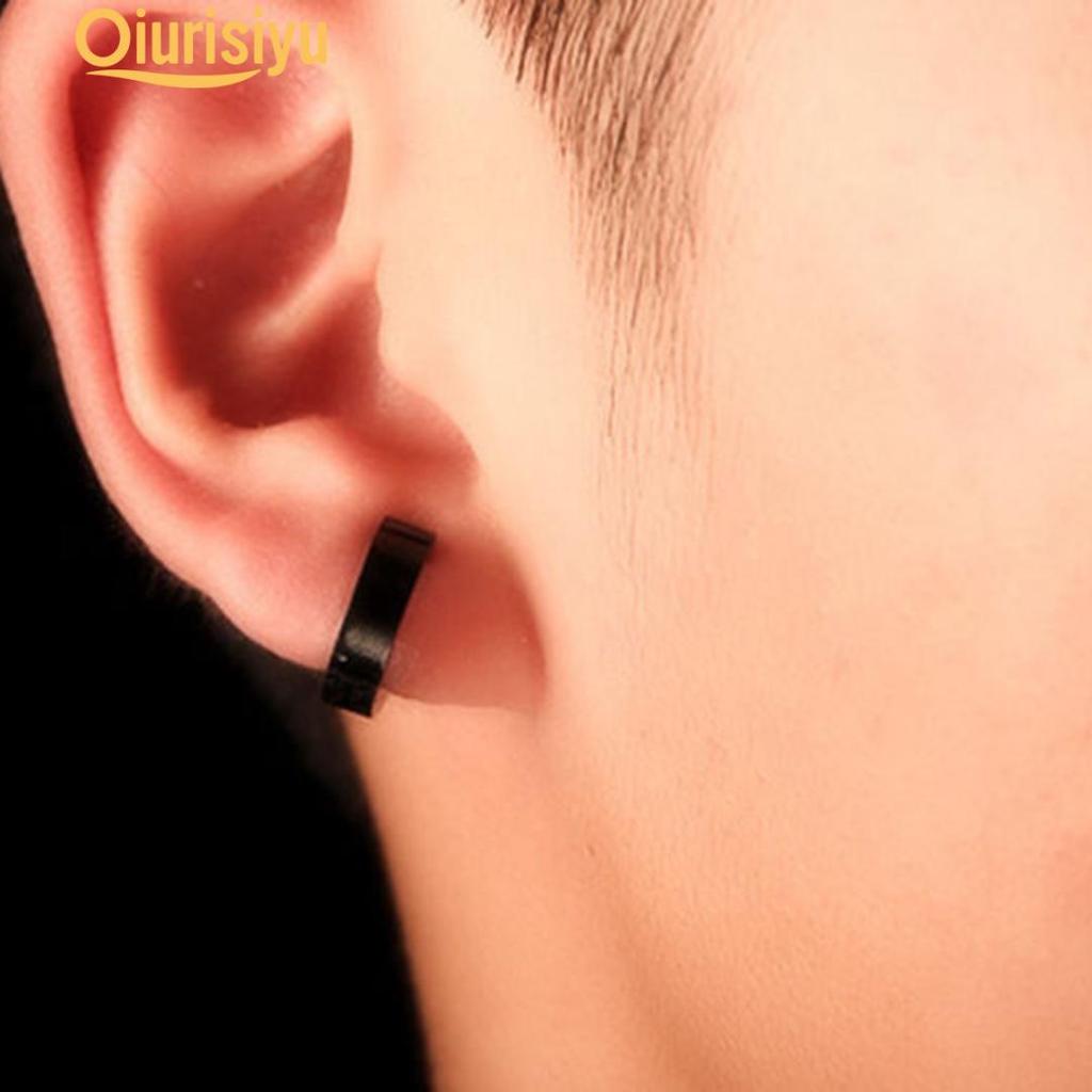 Buy 1 Pair Men Steel Non-Piercing Clip On Ear Stud Cuff Hoop Earrings ...