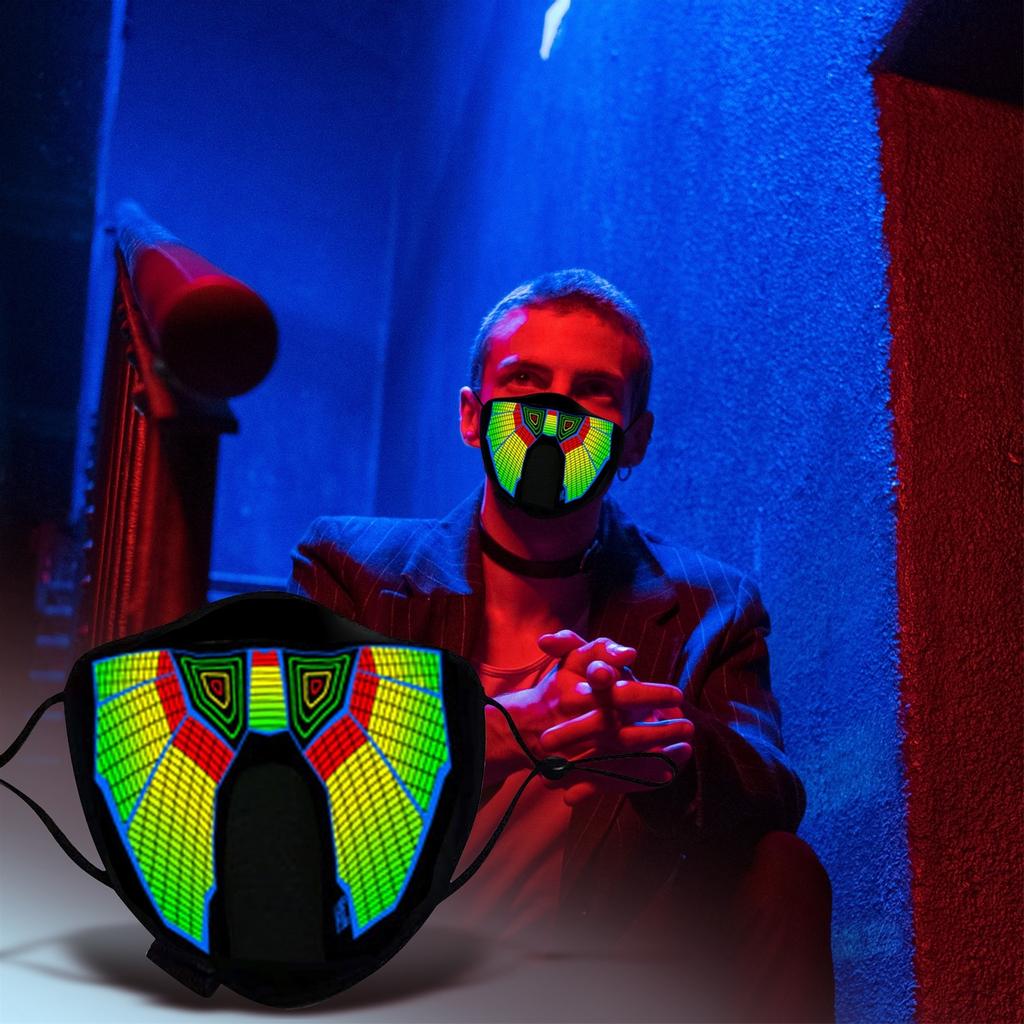 Buy LED Luminous Flashing Face Mask Cover Light Up Voice Control ...