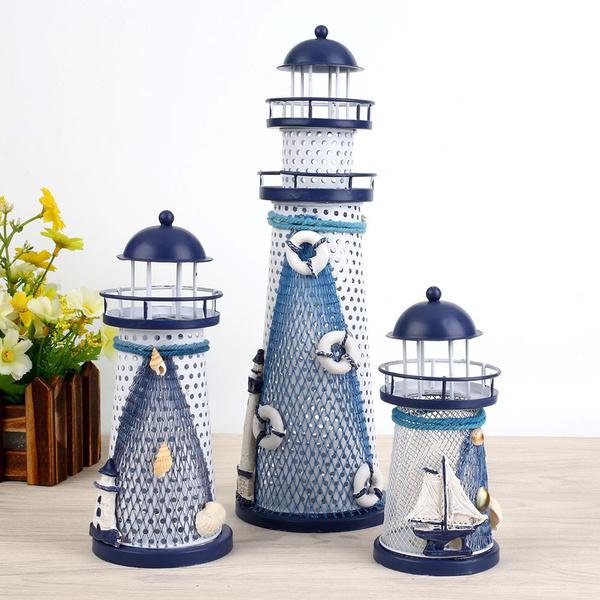 1PCS Metal Nautical Ocean Lighthouse Changing LED Lighthouse Light ...