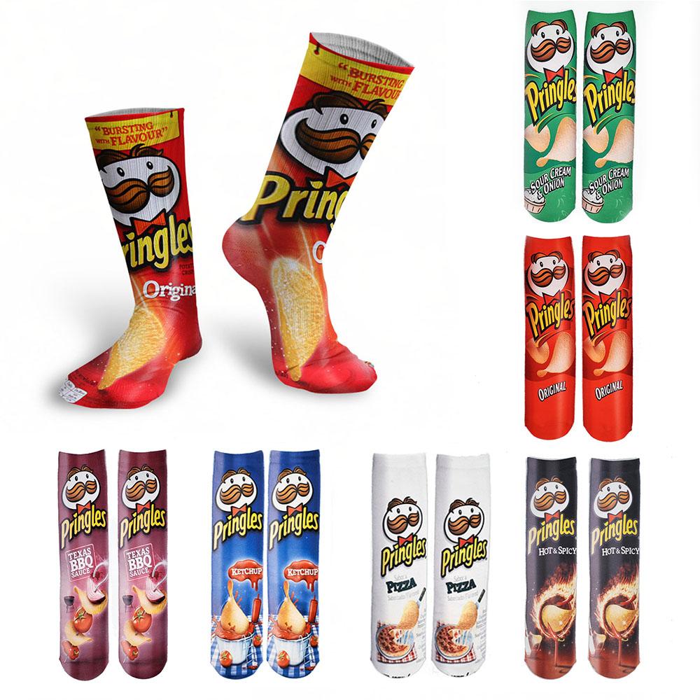 Food 3D Printed Long Socks Creative Potato Chips Heat Transfer ...