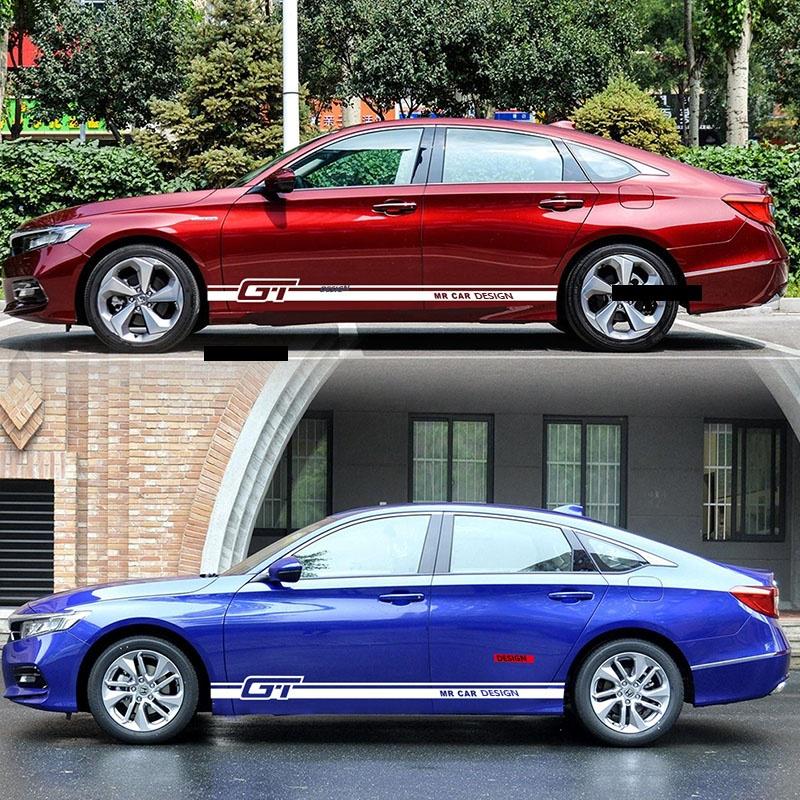 Both Sides Personality Double Racing Stripe Side Patch Symmetric Full ...