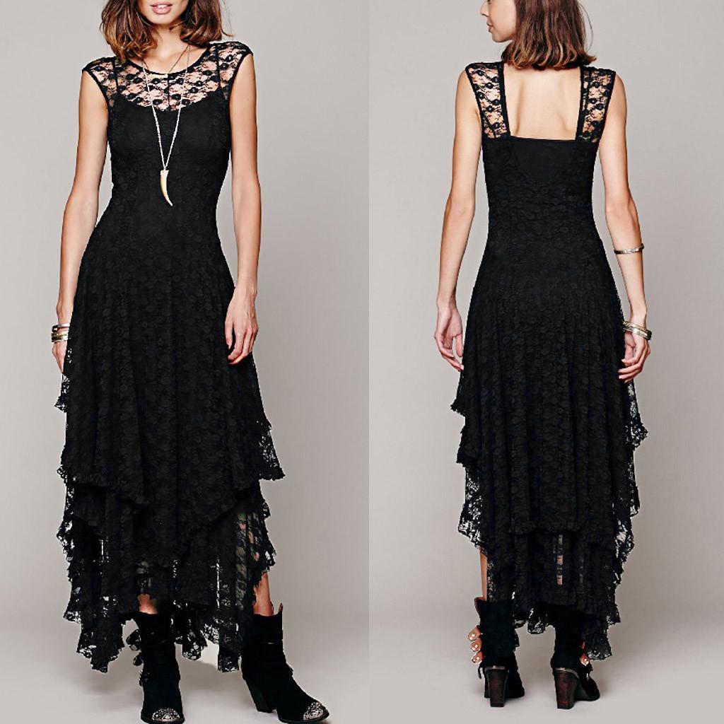 Buy Women's Boho Irregular Lace Sexy Double Layered Ruffled Trimming ...