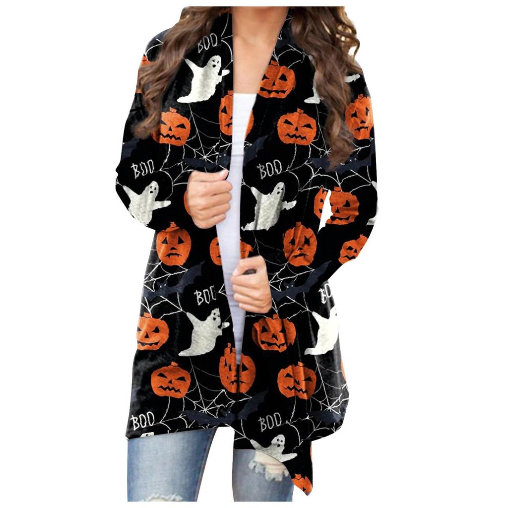Cheap Women's Casual Fashion Halloween Printed Long Sleeve Buttonless ...
