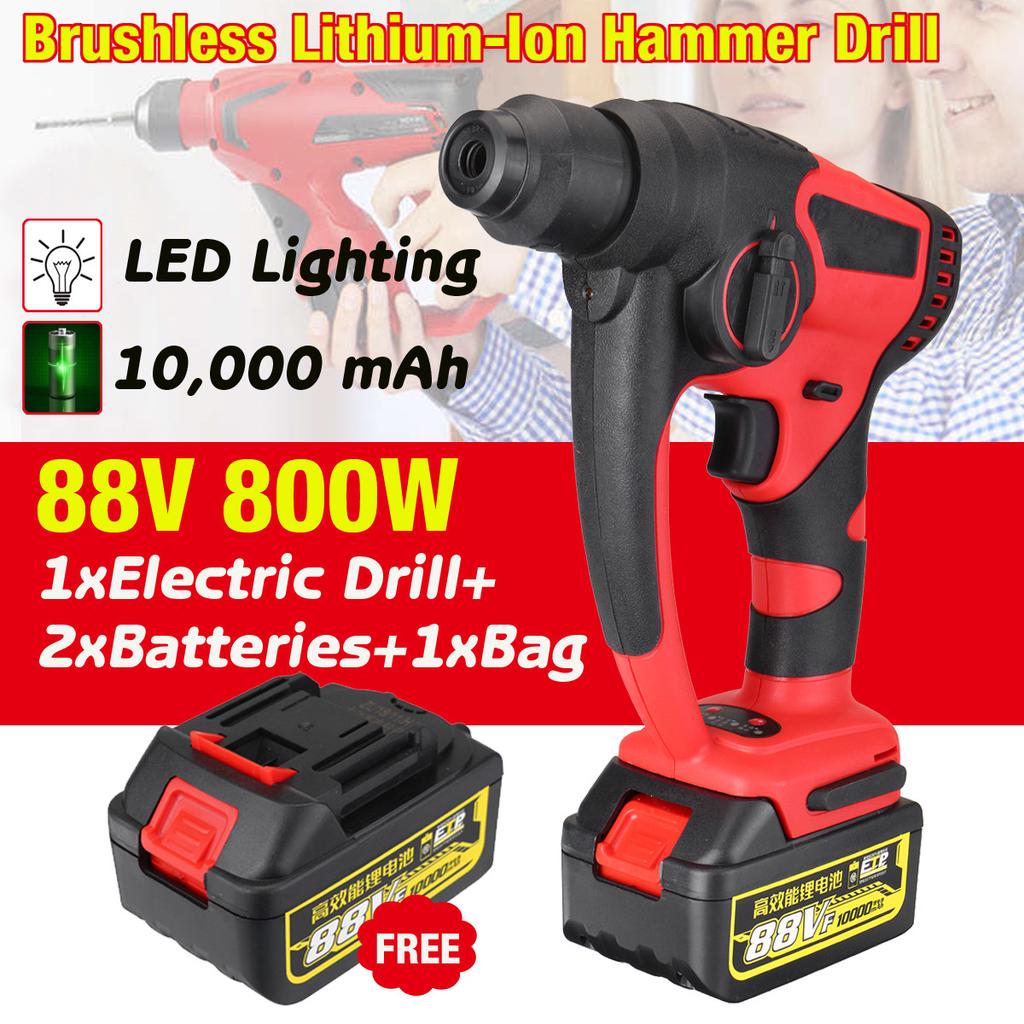 88v 800w 10000mAh Electric Hammer Brushless Cordless Lithium-Ion Hammer ...