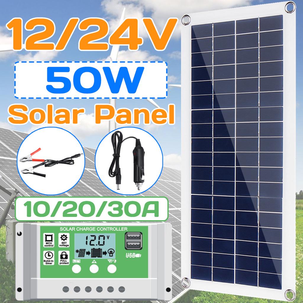 Buy 50w 30w Solar Panel With 10/20/30A PWM Controller 18V 12V 24V Light ...