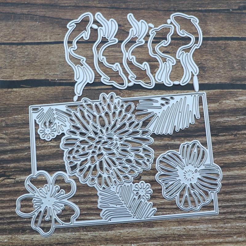Pond Lotus Flower Goldfish Metal Cutting Dies Set Embossing Stencil ...