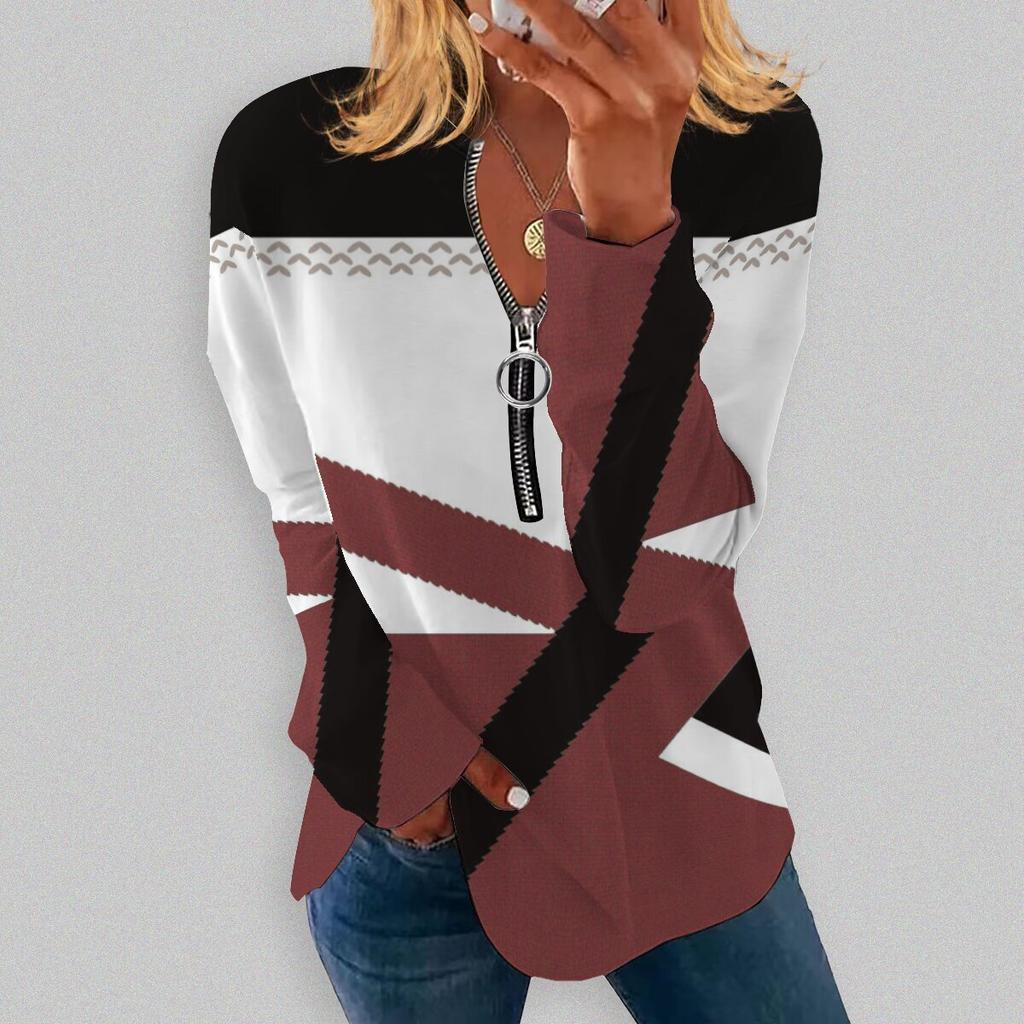 Buy New Spring and Autumn Fashion Women's Round Neck Zipper Long Sleeve ...