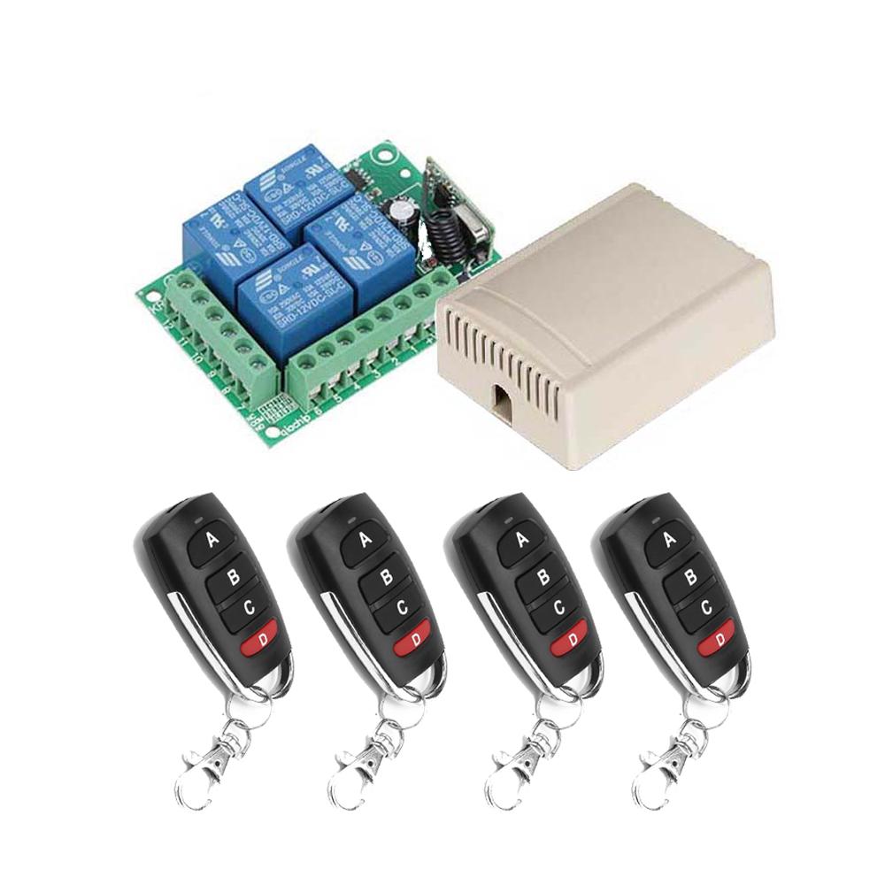 Buy 433Mhz Universal Wireless Remote Control Switch DC 12V 4 CH RF ...