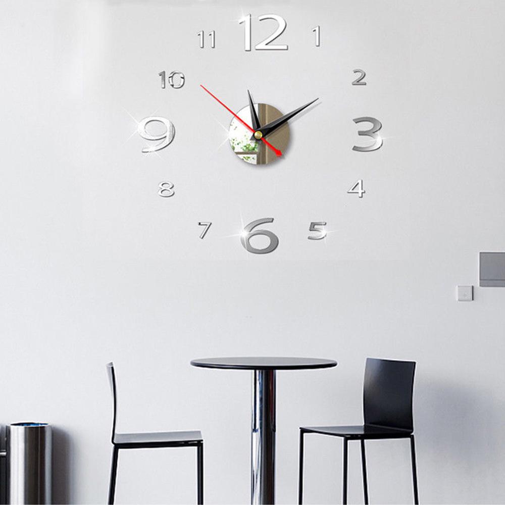 3D DIY Wall Clock Mirror Sticker Big Watch Sticker Home Decor Unique ...
