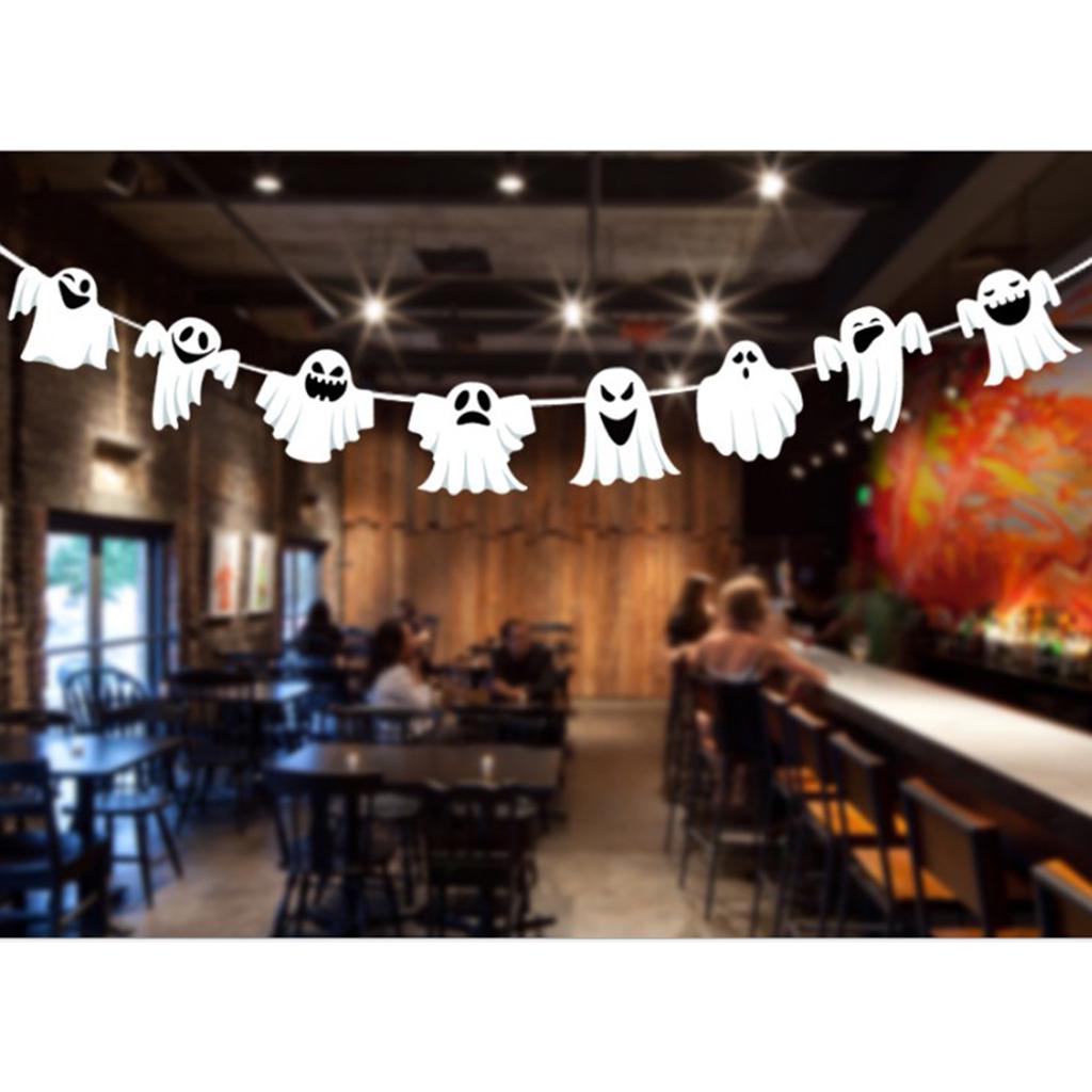 Buy White Ghost Paper Bunting Banner Sign Horror Halloween Party ...