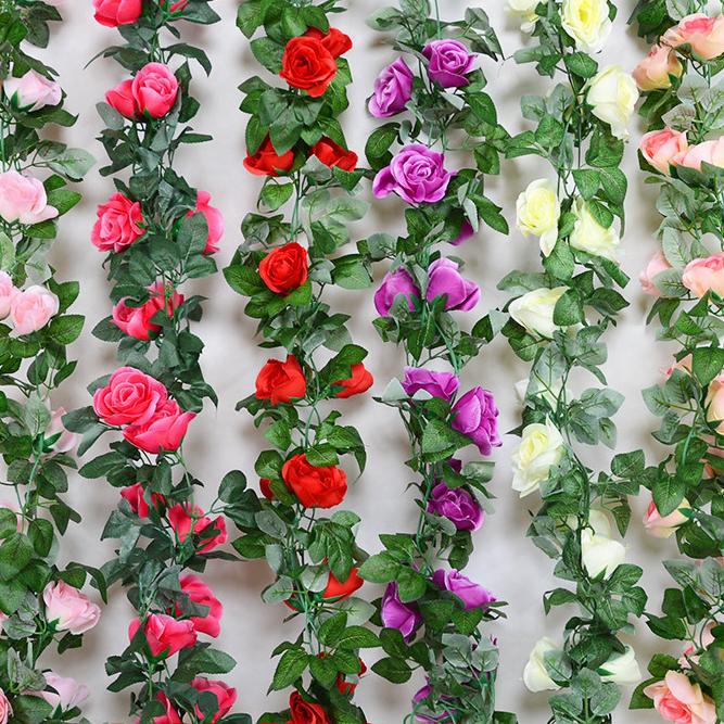 Buy 1pcs Simulated rose vine plastic artificial flower vine green leaf ...