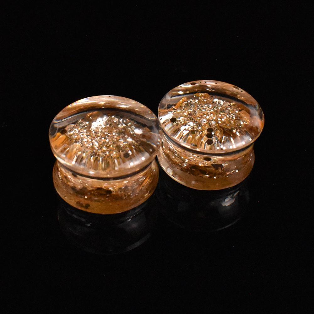 Cheap 2Pcs Metallic Sequins Acrylic Ear Tunnels Plugs Double Flared Ear ...
