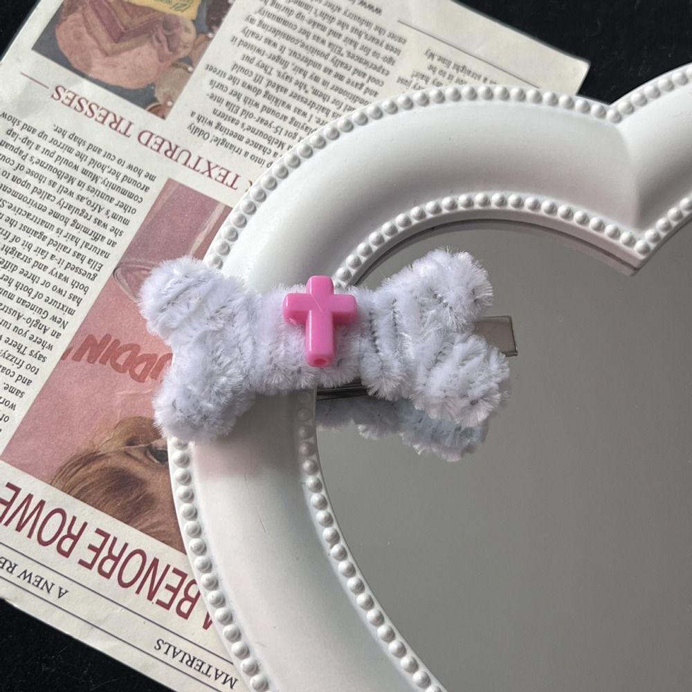 Cross Hair Clips Plush Bone Duckbill Clips Headdress Hair Accessories ...