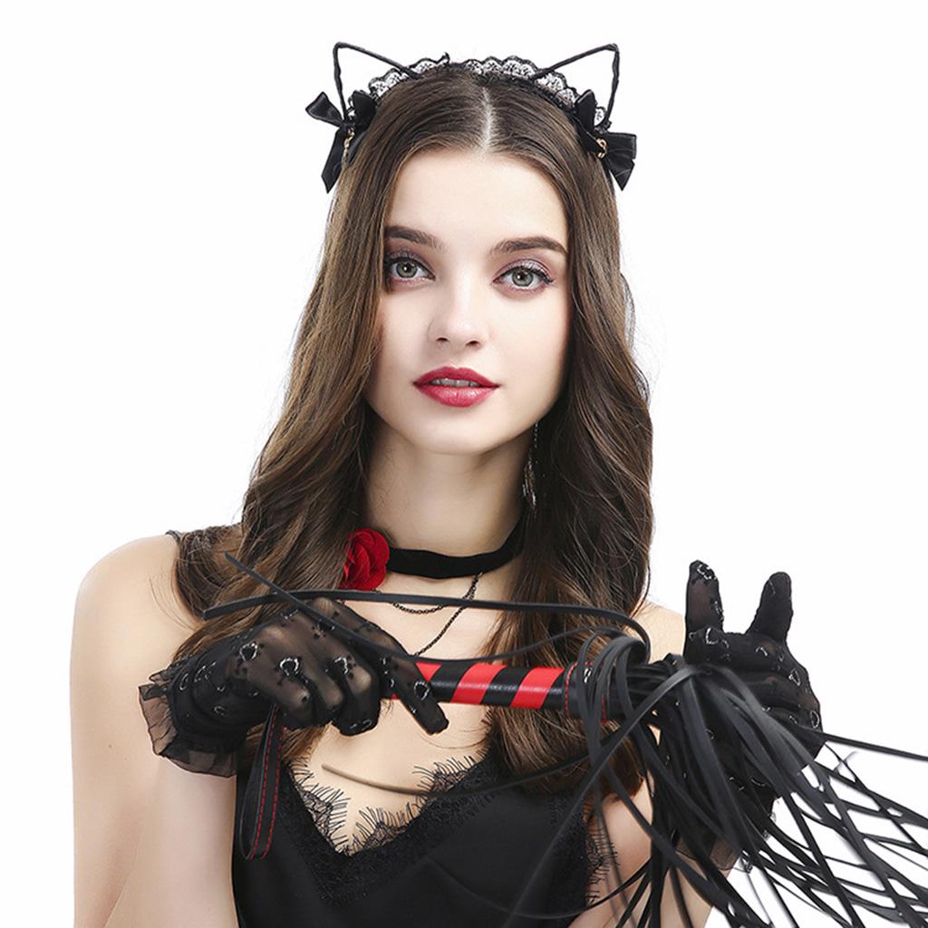 Buy Women Leather Whip Lace Cat Ear Headband Flower Choker Gloves Party ...