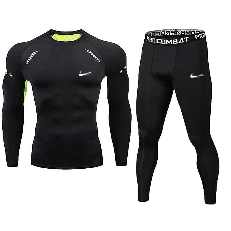 2Pcs/Set Compression Men's Sport Suits Quick Dry Running Sets Long ...