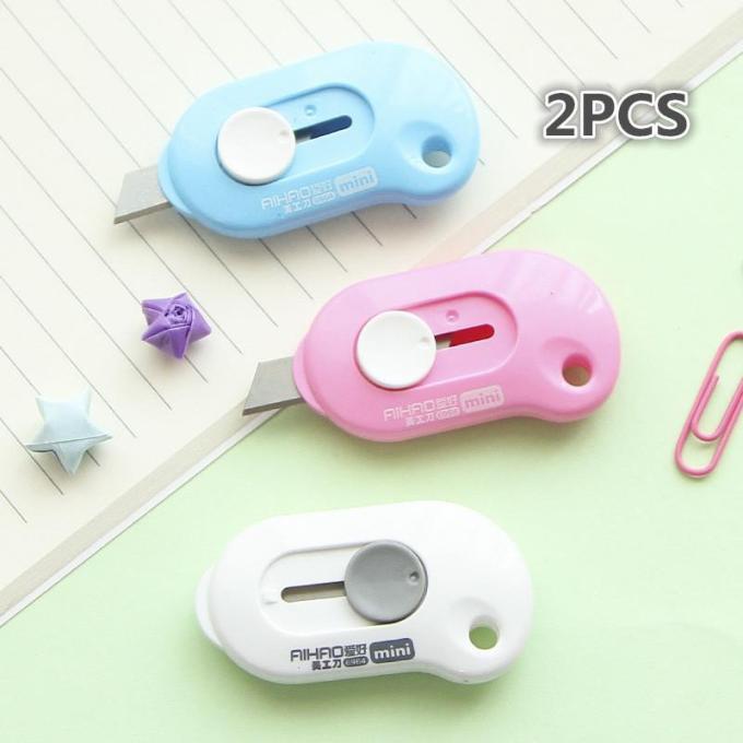 Buy 2PCS Solid Color Mini Portable Utility Knife Paper Cutter Cutting ...