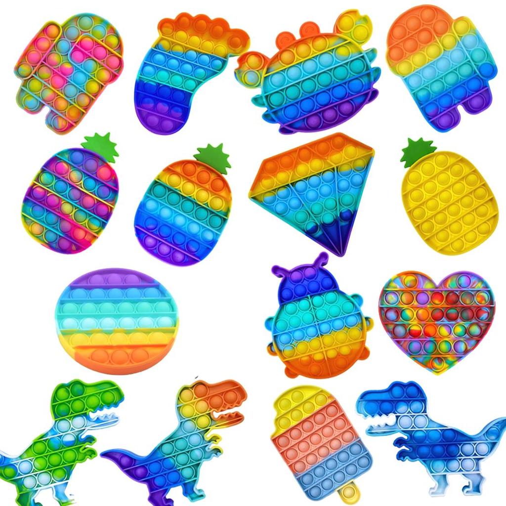 Buy Pop Fidget Reliver Stress Toys Rainbow Push It Bubble Antistress ...