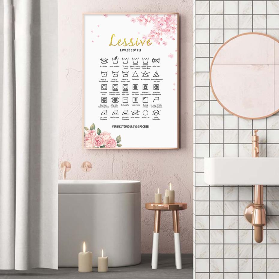 Satın alın French Laundry Symbols Guide Fold Dry Wash Posters Canvas ...