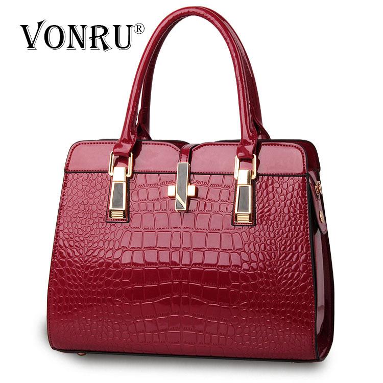 VONRU Wine Red Big Bags Women Cowhide Handbag Bag Top Handle Bag ...