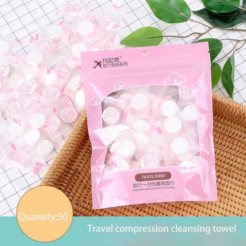 Buy 50 Pcs Compressed Wash Towel Travel Disposable Cleansing Towel Non ...