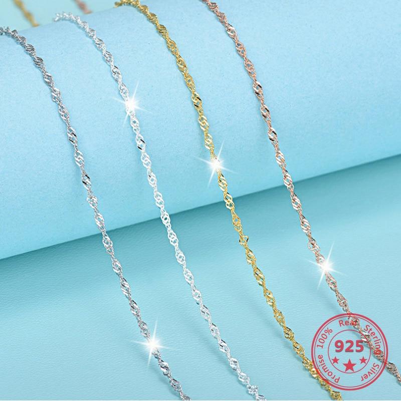 💰Köp billigt online Pure 925 Silver Color Necklace 1.2/1.7mm 40/45cm ...