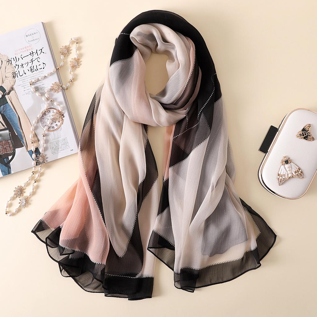 Buy Spring and Autumn Silk Scarf Geometric Printing Imitation Silk ...