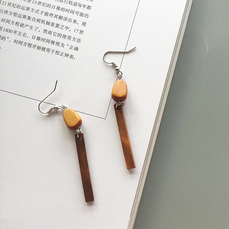 Cheap Simple and Fashionable Retro Wooden Hit Color Geometric Earrings ...