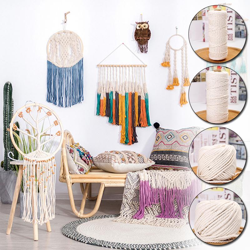 50m/200m Macrame String Wall Hanging Weave Cotton Twisted Cord Handmade ...
