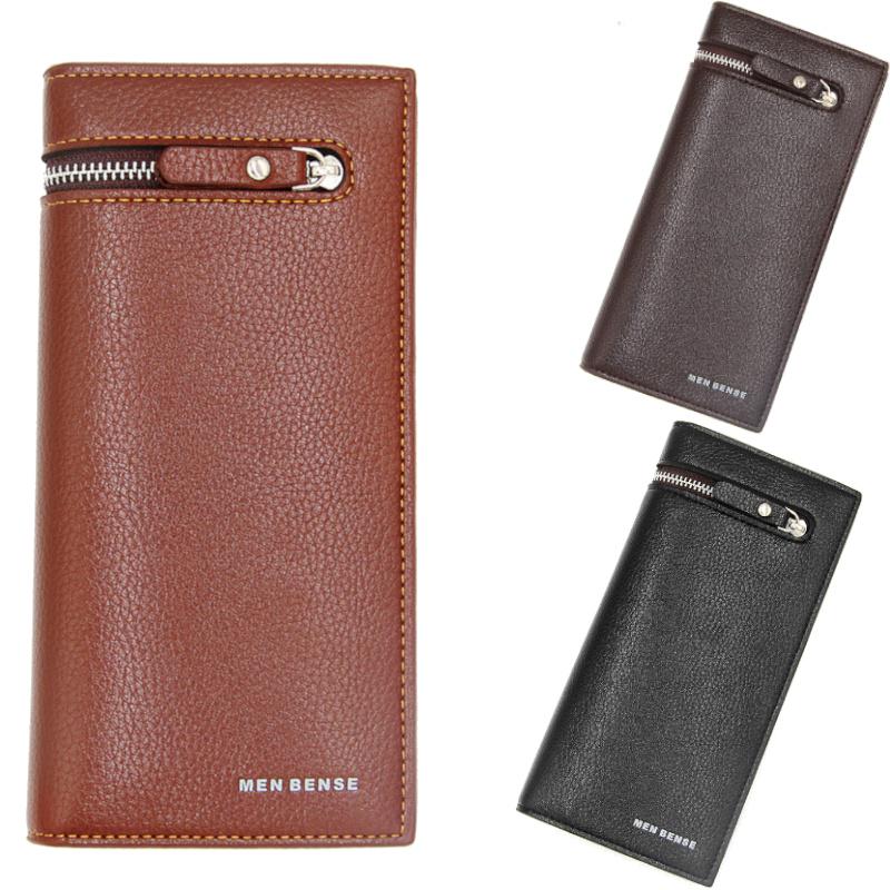 MenBense Fashion Business Casual Men Long Wallet Zipper Purse Leather ...