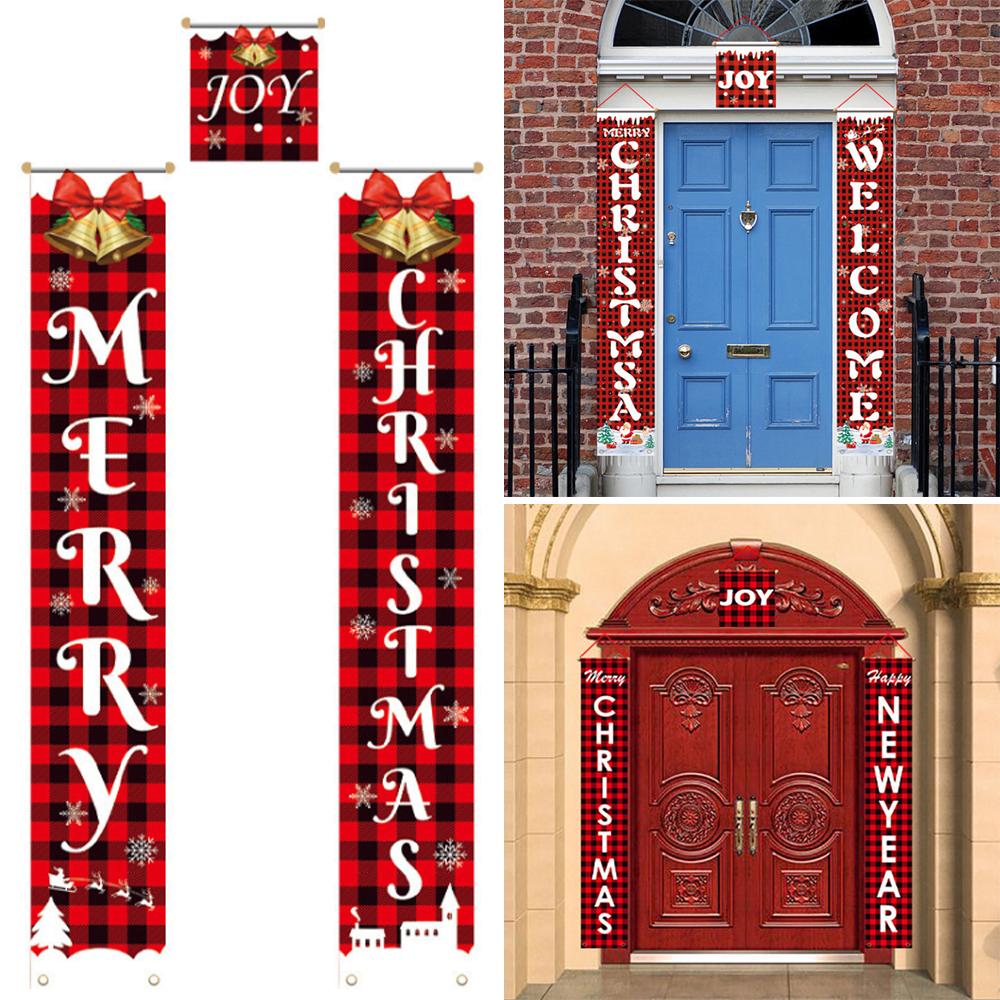 Buy Merry Christmas Door Banner Flag Hanging Xmas Party Decor House ...