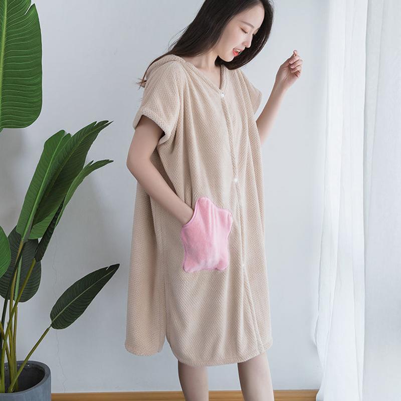 Buy Wearable Bathrobes Women Microfiber Soft And Skin-Friendly Absorbent Bath Towels Home ...