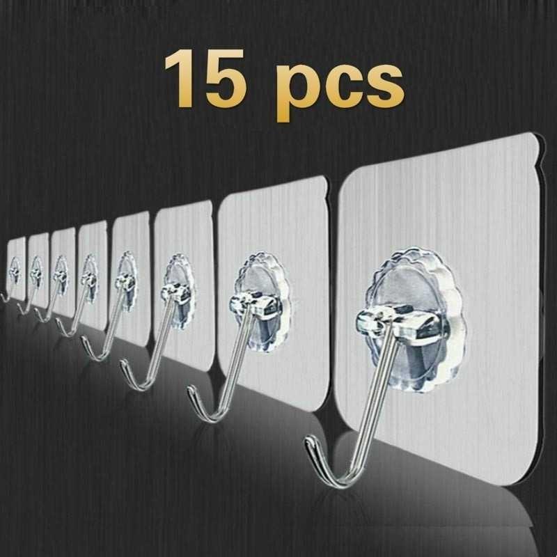 Buy 15 Pcs 6x6cm Polycarbonate Transparent Seamless Hooks Strong Hooks ...