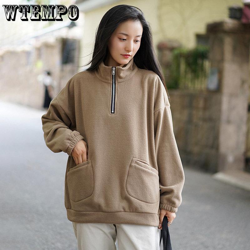 Buy Women's Fleece Zipper Pullover Autumn and Winter Thickened Stand ...