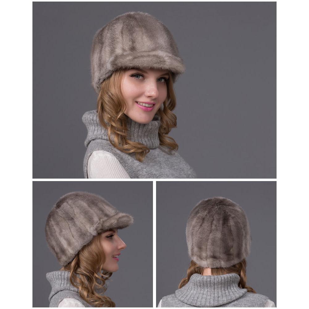 Buy Winter High Quality Mink Fur Women Warm Hat Fashion Thick Visor Hat ...