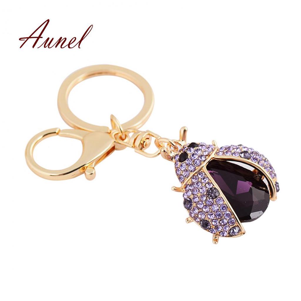Buy Lady'S Lovely Ladybug - Shaped Rhinestone Key Ring Key Chain Pouch ...