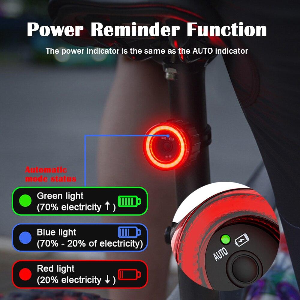 Bracyc Bike Sensor Brake Tail Light Six Modes High Visibility Bicycle ...
