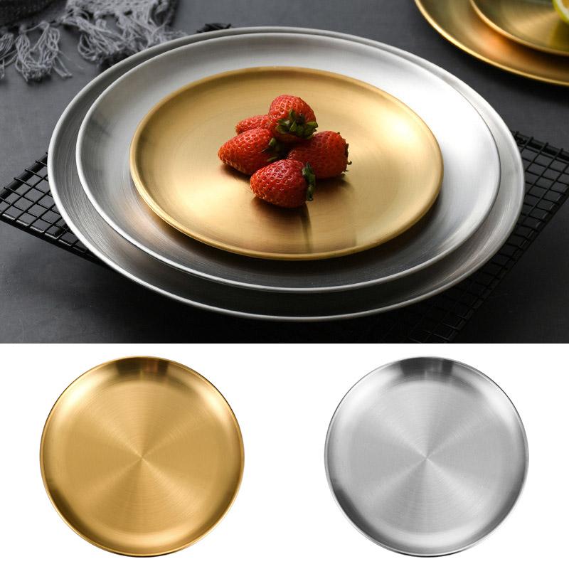 Satın alın 1PC Silver Metal Plates 14/17/20cm Round Bone Spitting Dish ...