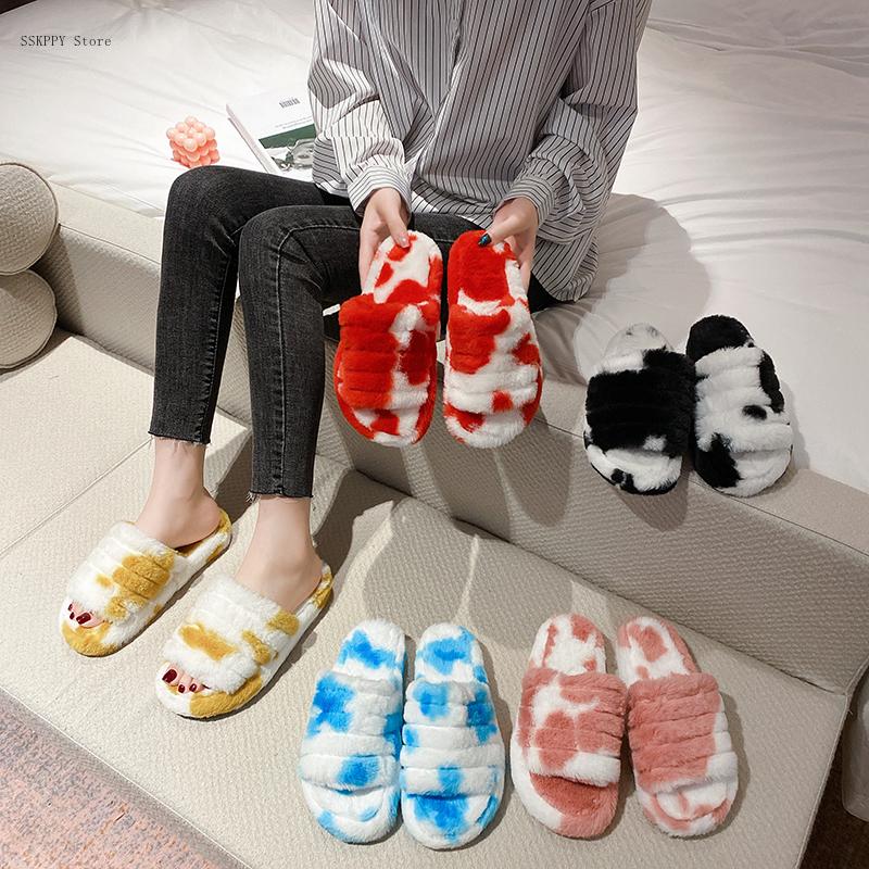 Buy Hairy Slippers Women 2022 Autumn And Winter Newest Indoor Home ...