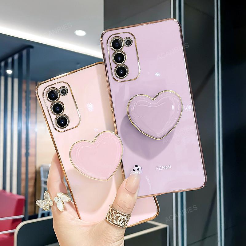 S 21 20 Plating Love Heart Phone Holder Case For Samsung Galaxy S21 Plus Ultra S20 Fe 5g S22 ...