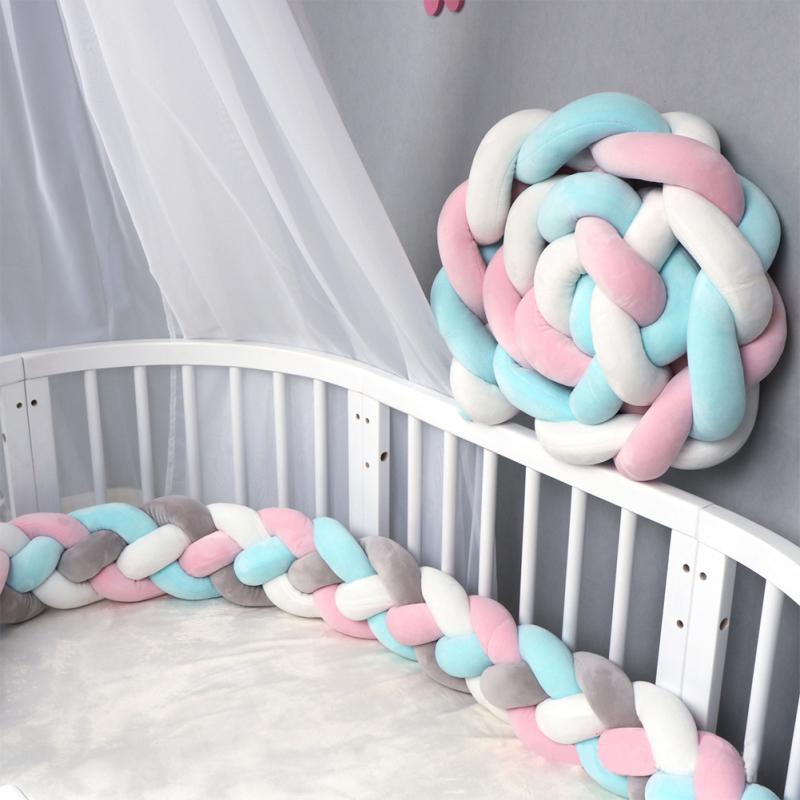 Buy 4 Knot Baby Bed Bumper Crib Sides 4 Braid Crib Pad Protection for ...