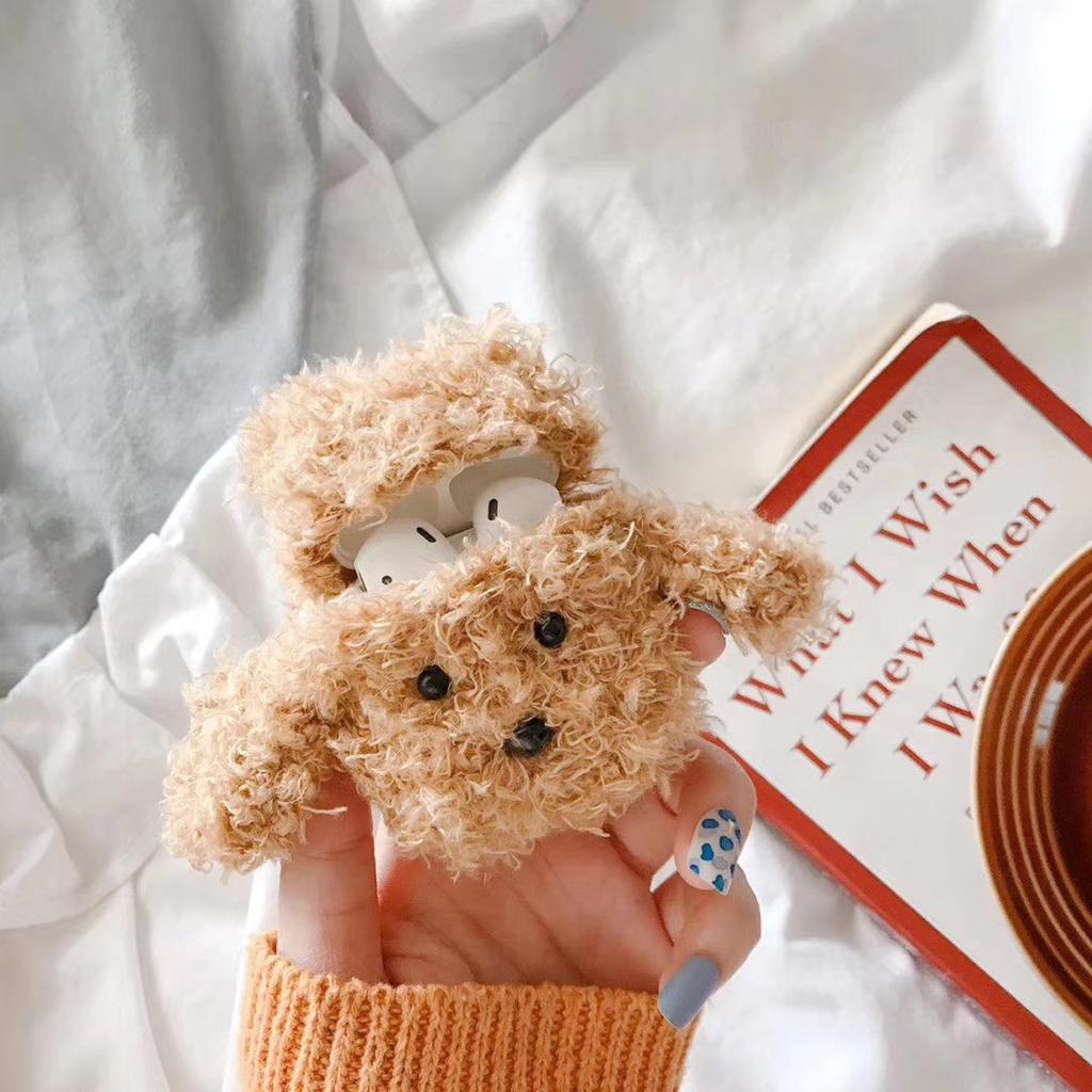 Buy Plush Teddy Dog Headphone Case Cover Protective Earbuds Cover ...