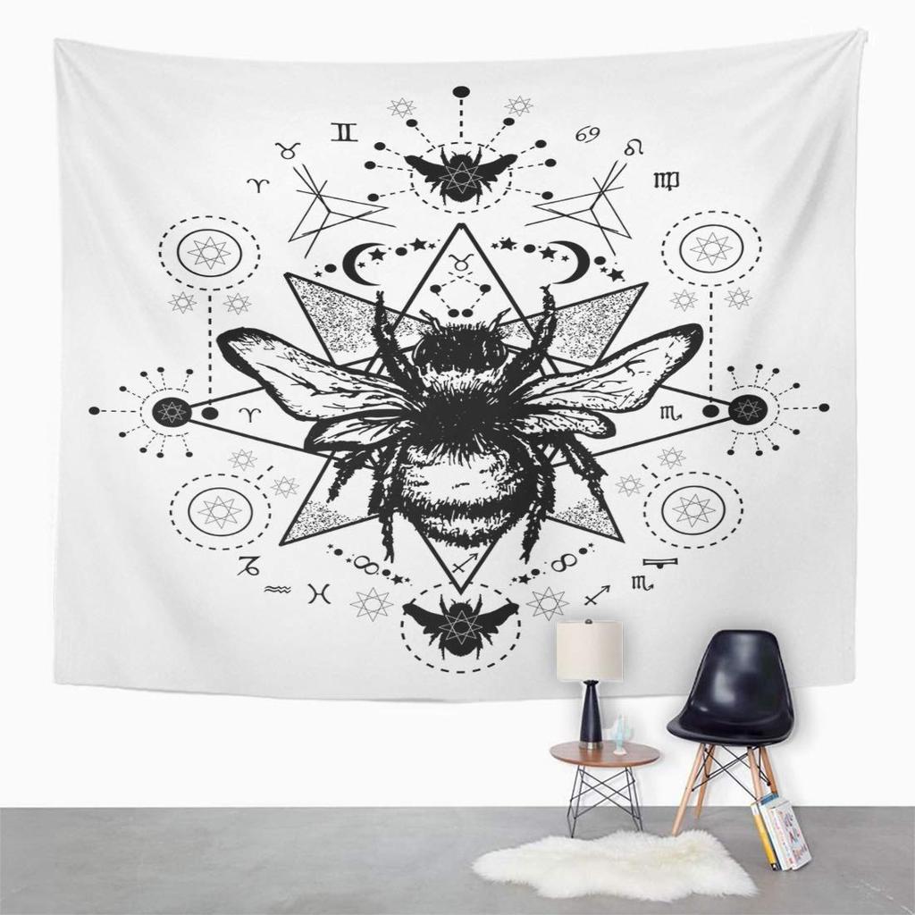 Buy Mystic Bee Tattoo Sketch Bumblebee Mystical Esoteric Wall Tapestry ...